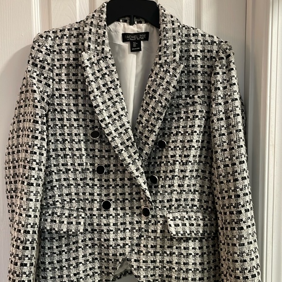 Rachel Zoe | Jackets & Coats | Rachel Zoe Tweed Blazer Jacket White ...